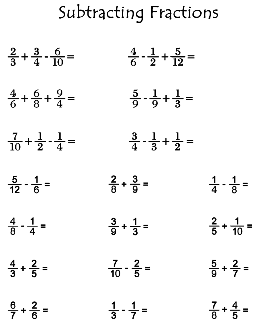 Printable Adding and Subtracting Worksheets – Print 1 Free: Print 1000 ...