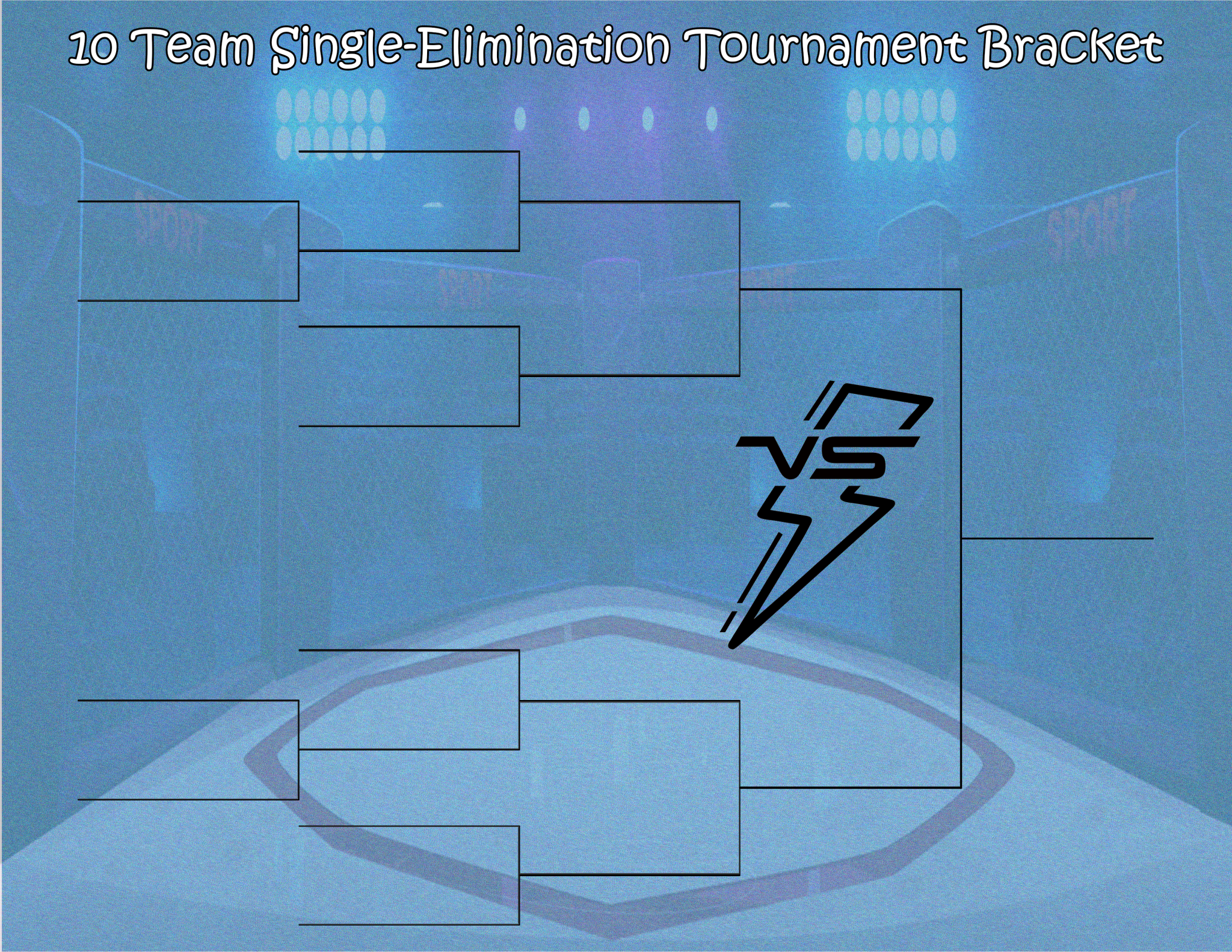 Printable 10 Team Single Elimination Tournament Bracket for Any Sport ...