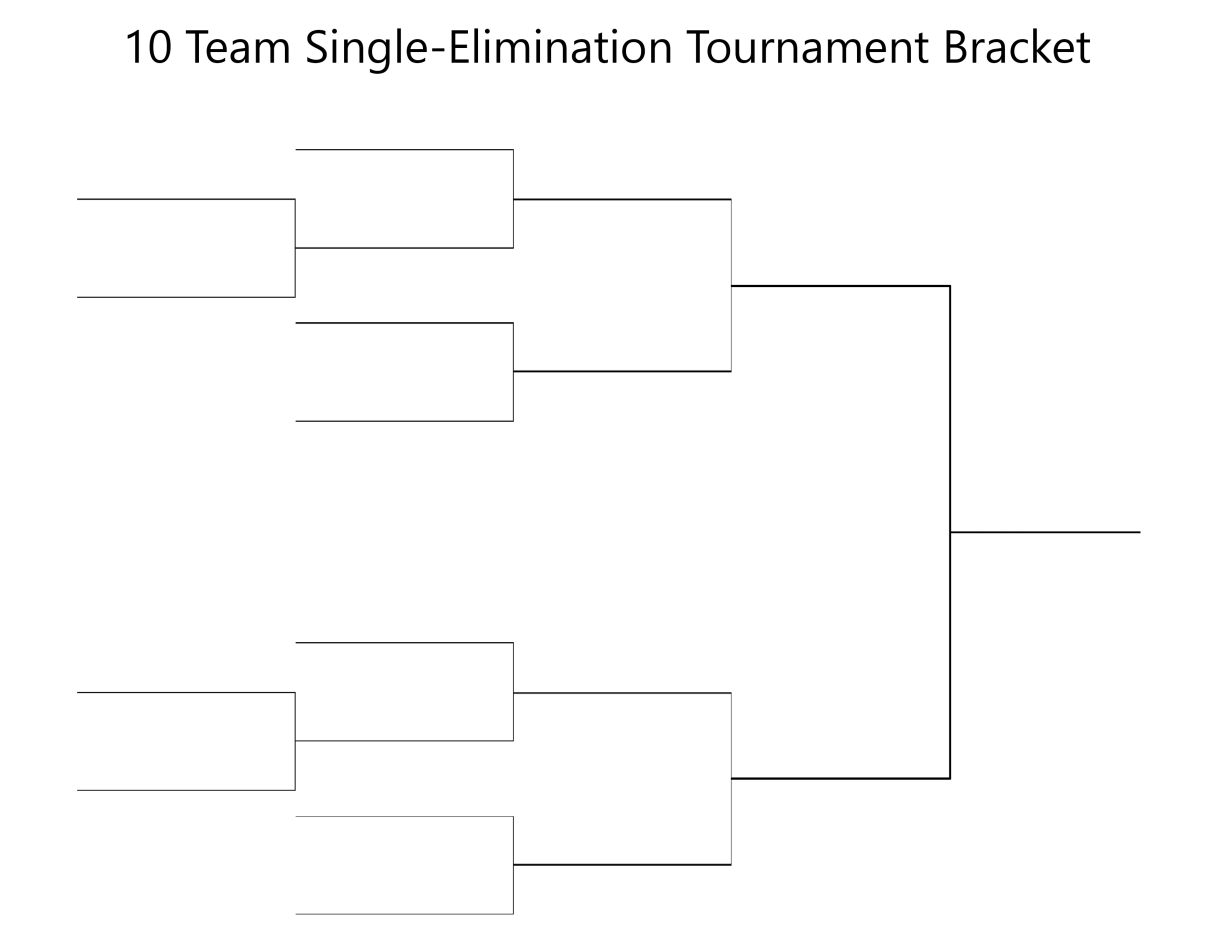 Printable 10 Team Single Elimination Tournament Bracket for Any Sport – Print 1 Free: Print 1000 ...