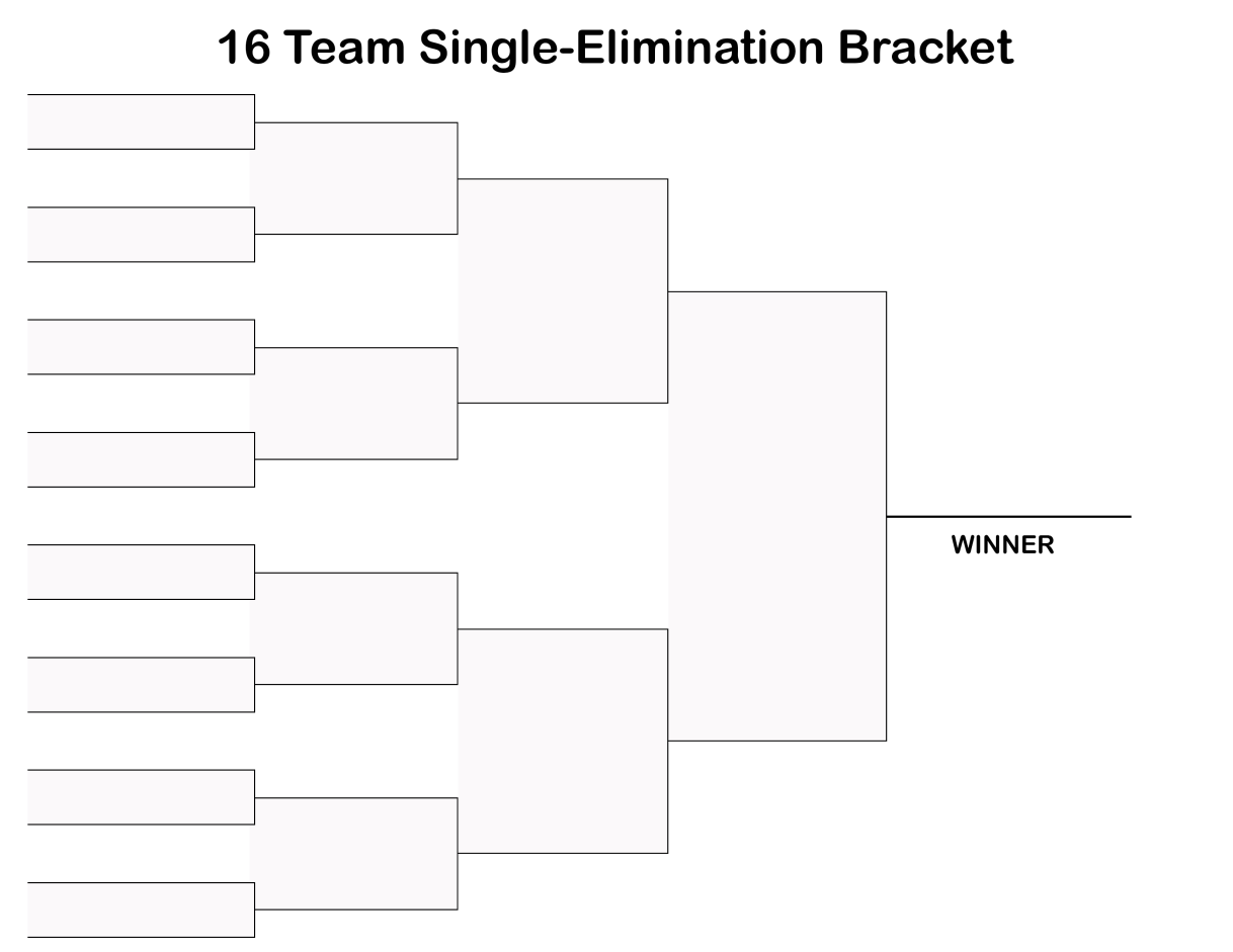16-Team Single-Elimination Bracket in PDF – Free Download – Print 1 ...