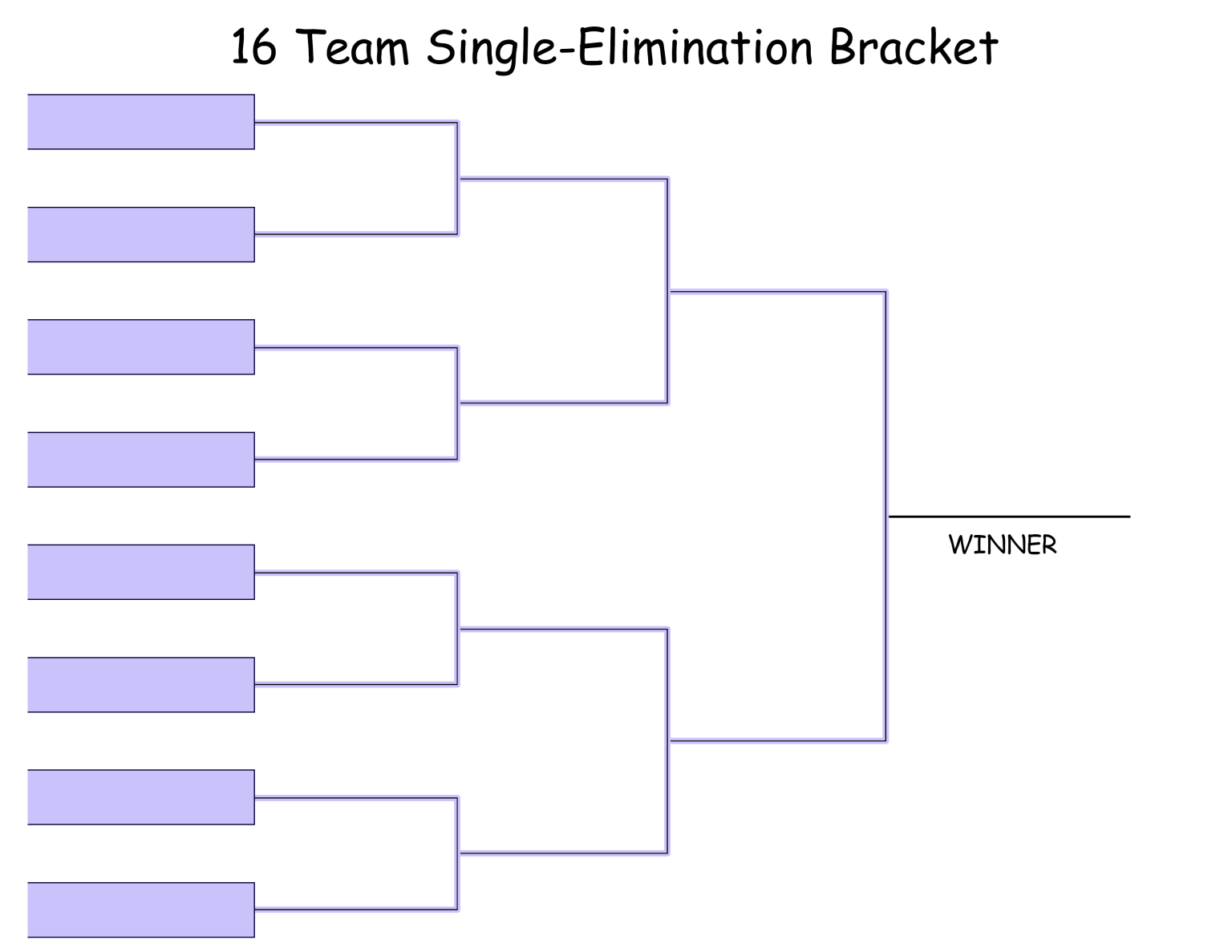16-Team Single-Elimination Bracket in PDF – Free Download – Print 1 ...