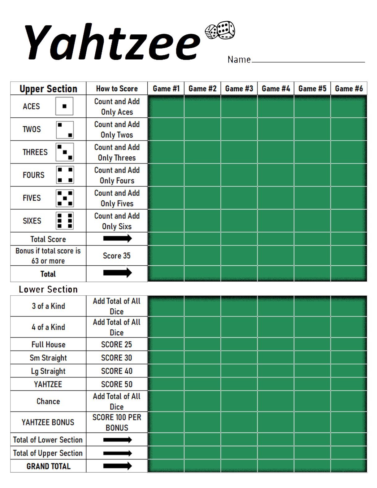 Yahtzee Printable: Roll Into Fun
