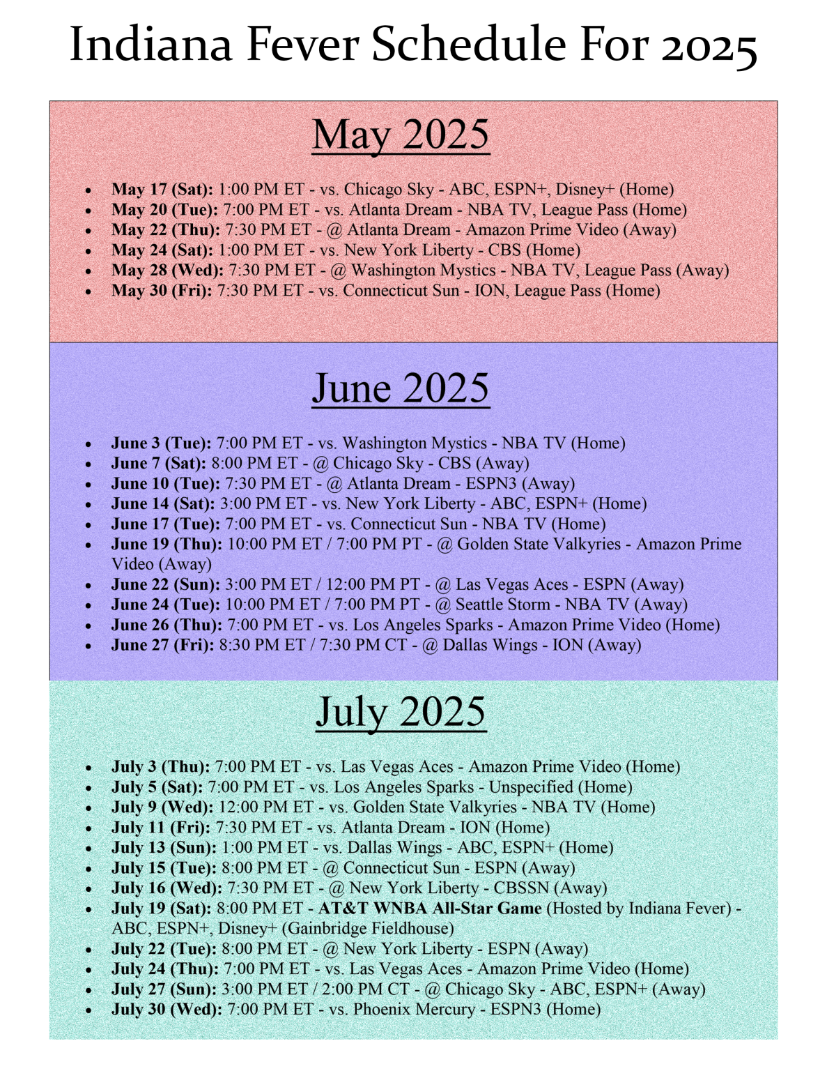 Prepare for Tip-Off: Your Printable Indiana Fever Schedule for 2025 ...