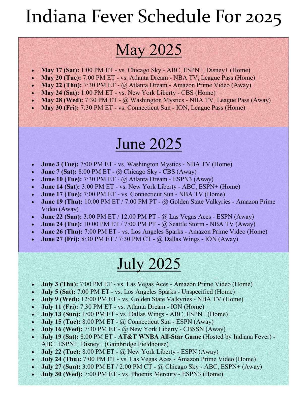 Prepare for Tip-Off: Your Printable Indiana Fever Schedule for 2025 ...