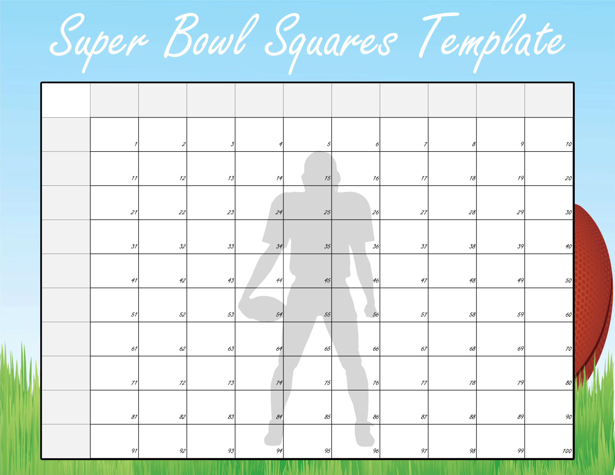 Print NFL Block Pool Template and Super Bowl Boxes (PDF) – Print 1 Free ...